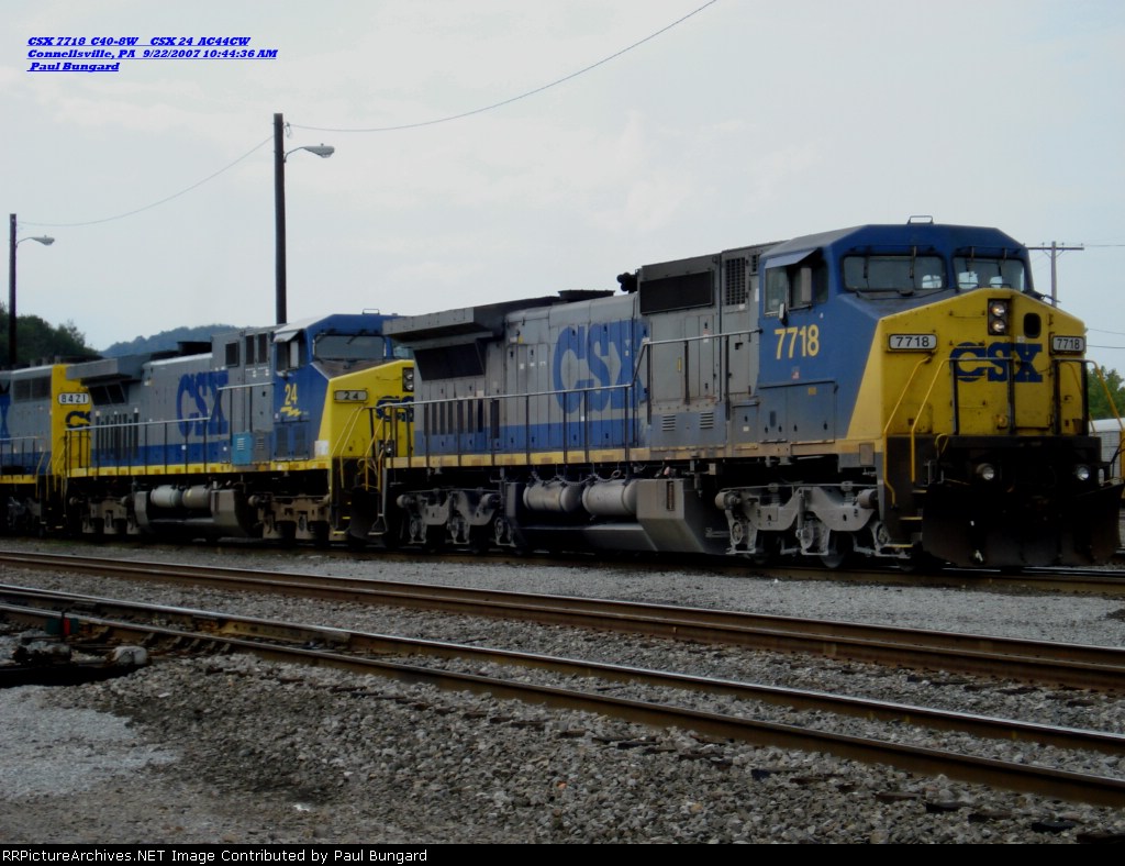 CSX 7718 C40-8W CSX 24 AC44CW Sept 22, 2007